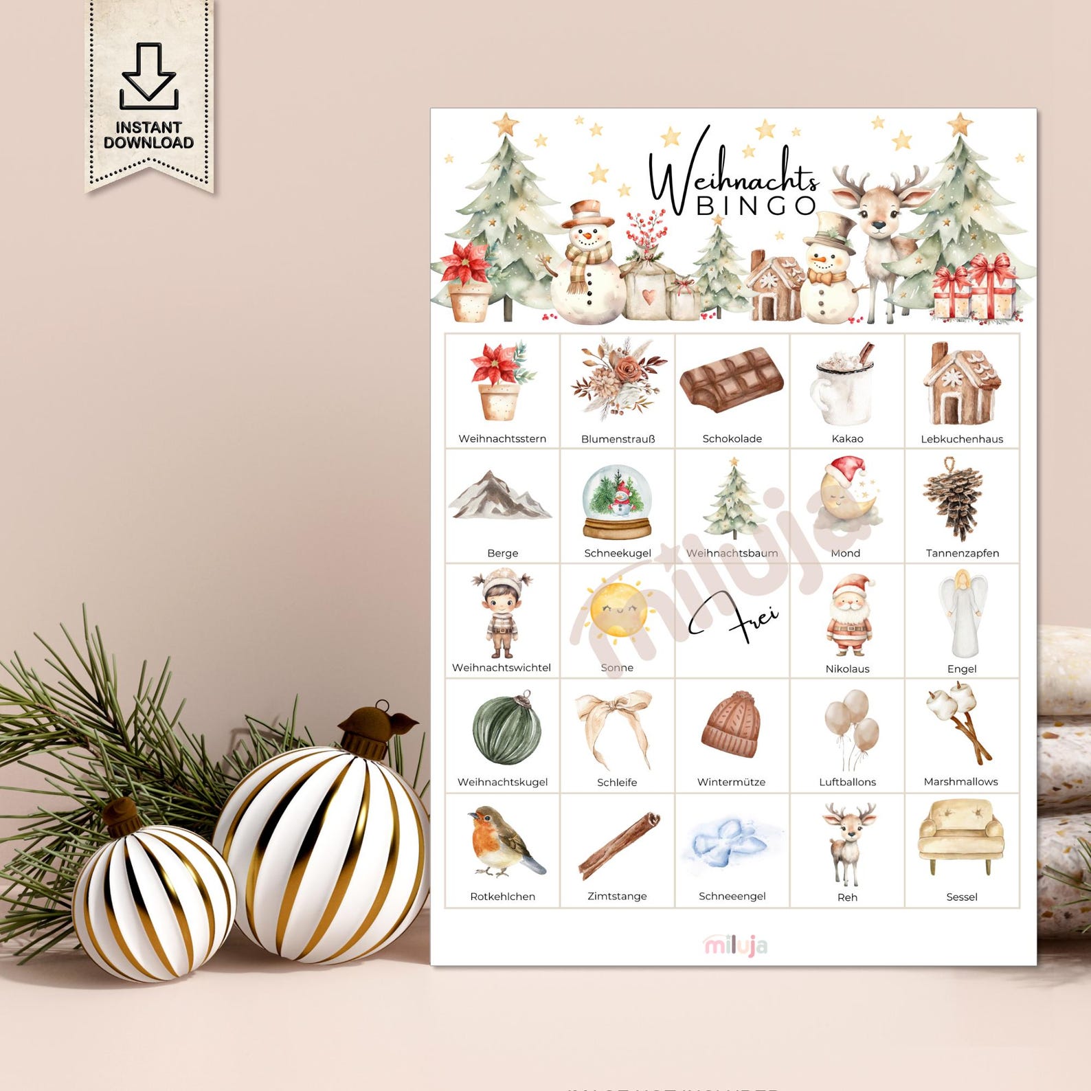 Christmas Games German | Bingo Christmas to Print - Etsy