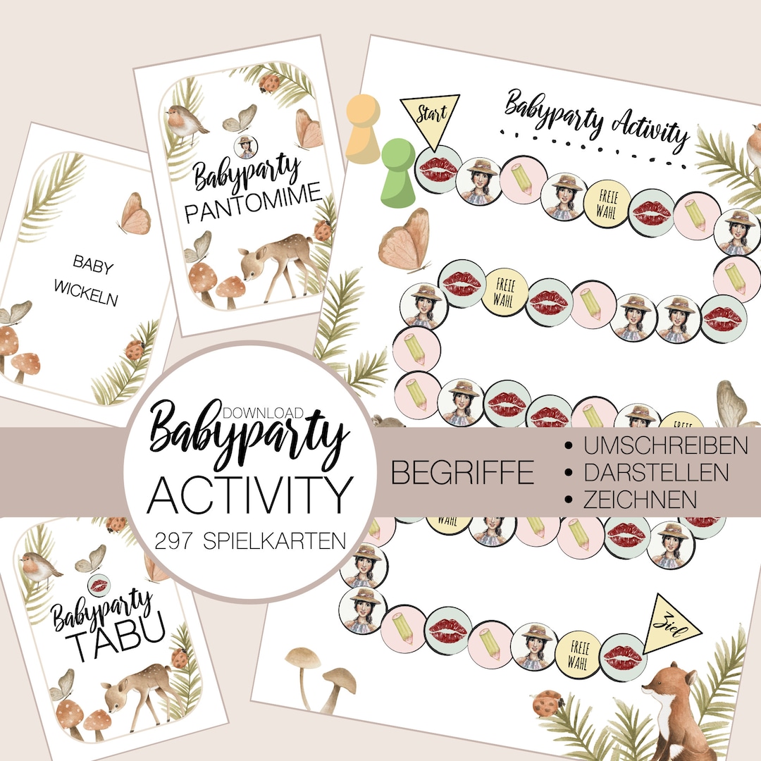 Activity Babyparty Spiel Tabu Pantomime Zeichnen - Etsy.de