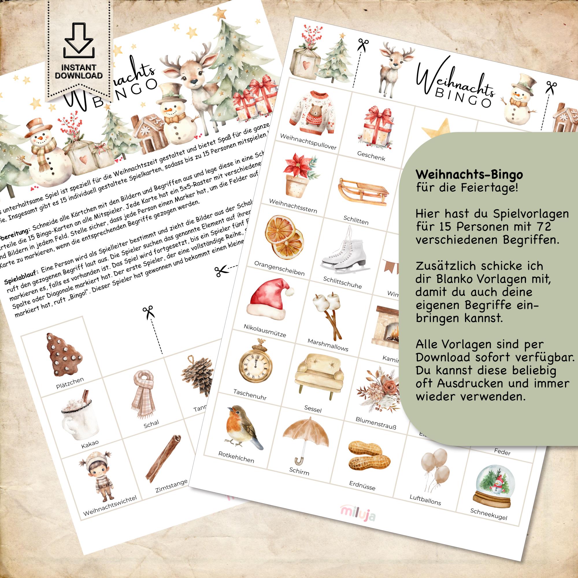 Christmas Games German | Bingo Christmas to Print - Etsy