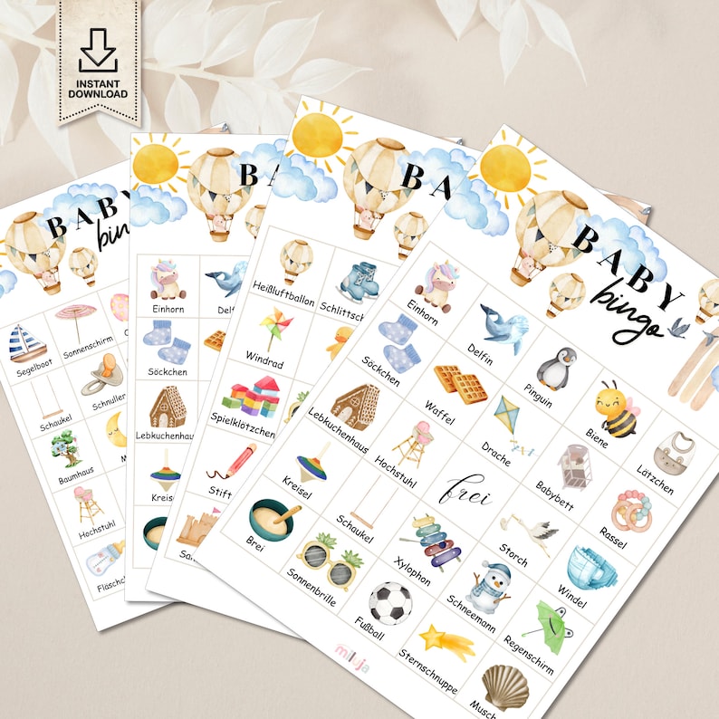 Baby Shower Baby Bingo Game German to Print - Etsy