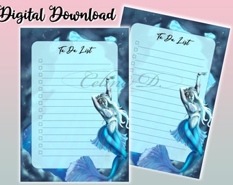 Pretty Mermaid to Do List Digital Stationery Notepad - Etsy