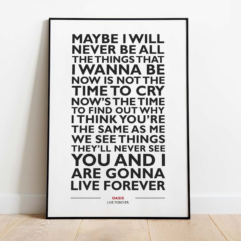 Oasis Framed Lyrics - Etsy UK