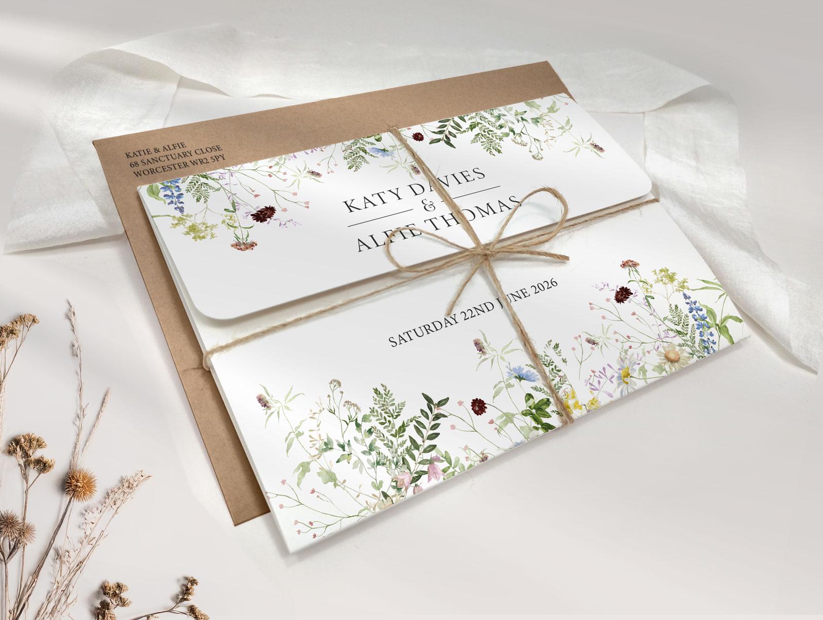 Wild Blooms Wildflower Tri-fold Wedding Invitation - Meadow Wedding ...