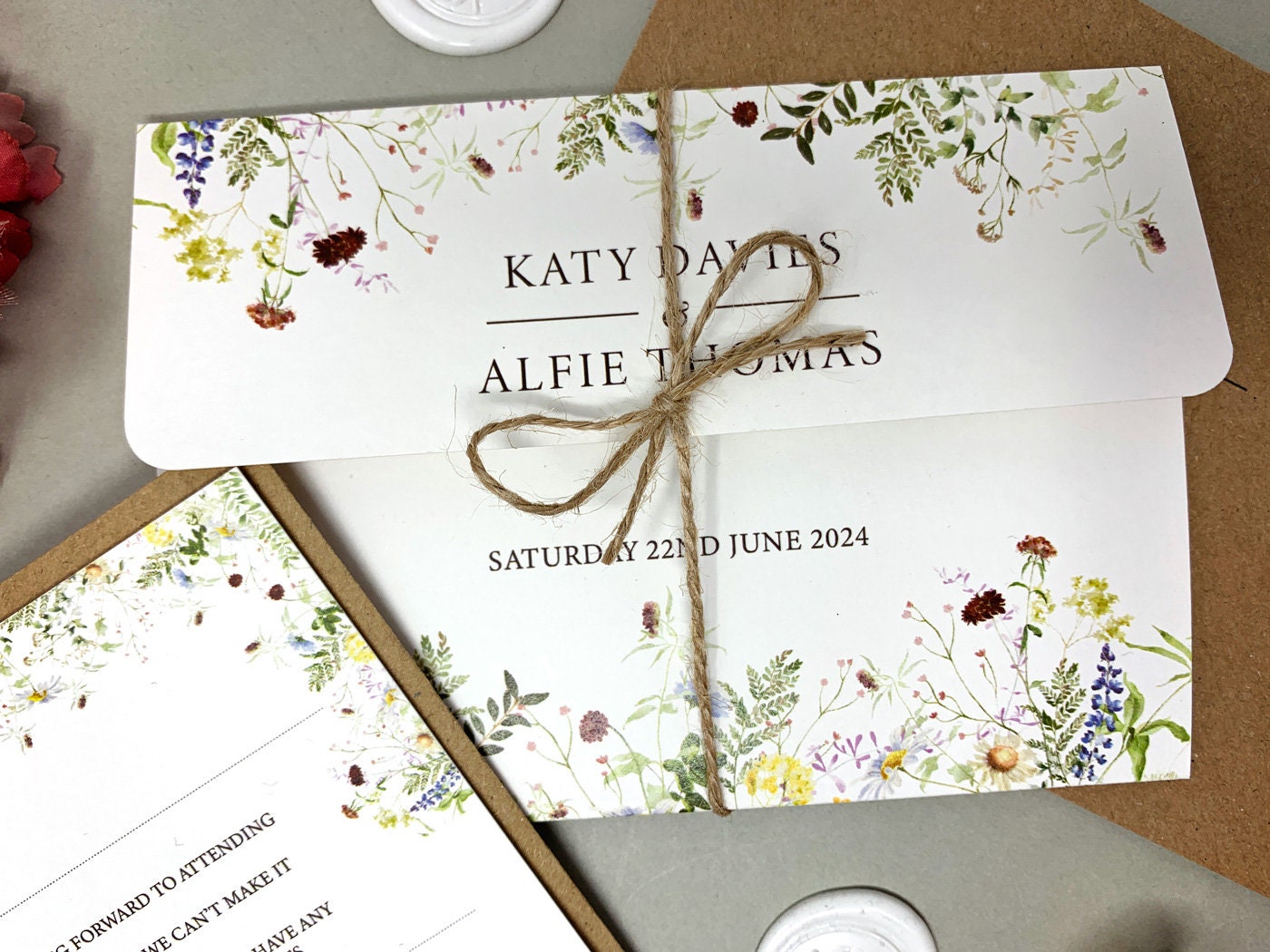 Wild Blooms Tri-fold Wedding Invitation Spring Wedding - Etsy UK