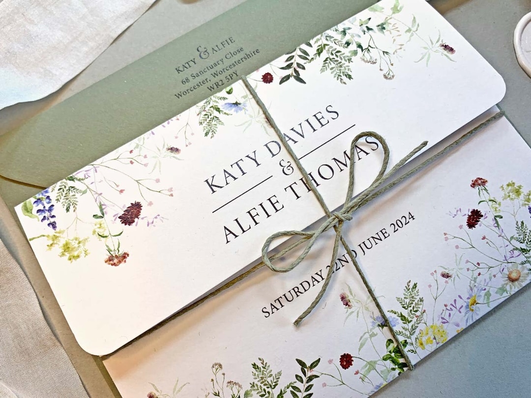 Wild Blooms Tri-fold Wedding Invitation | Spring Wedding Invitation ...