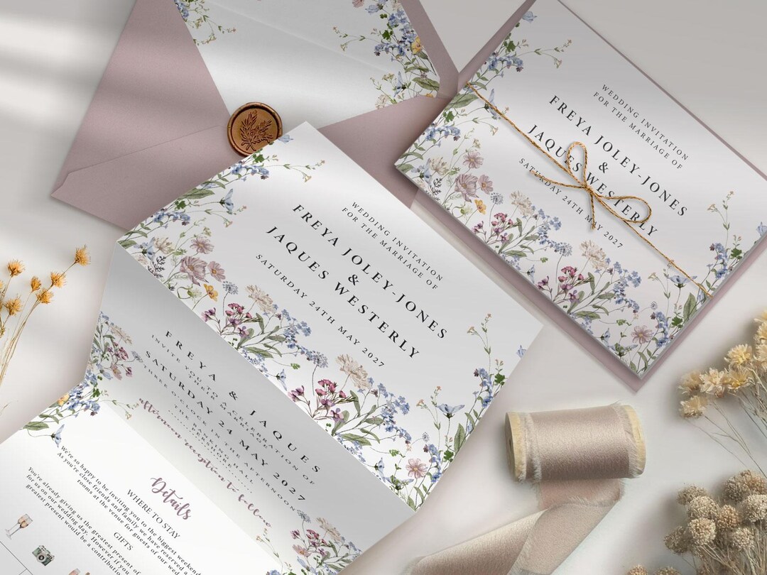 Meadow Concertina Wedding Invitation - Spring Wedding Invitations ...