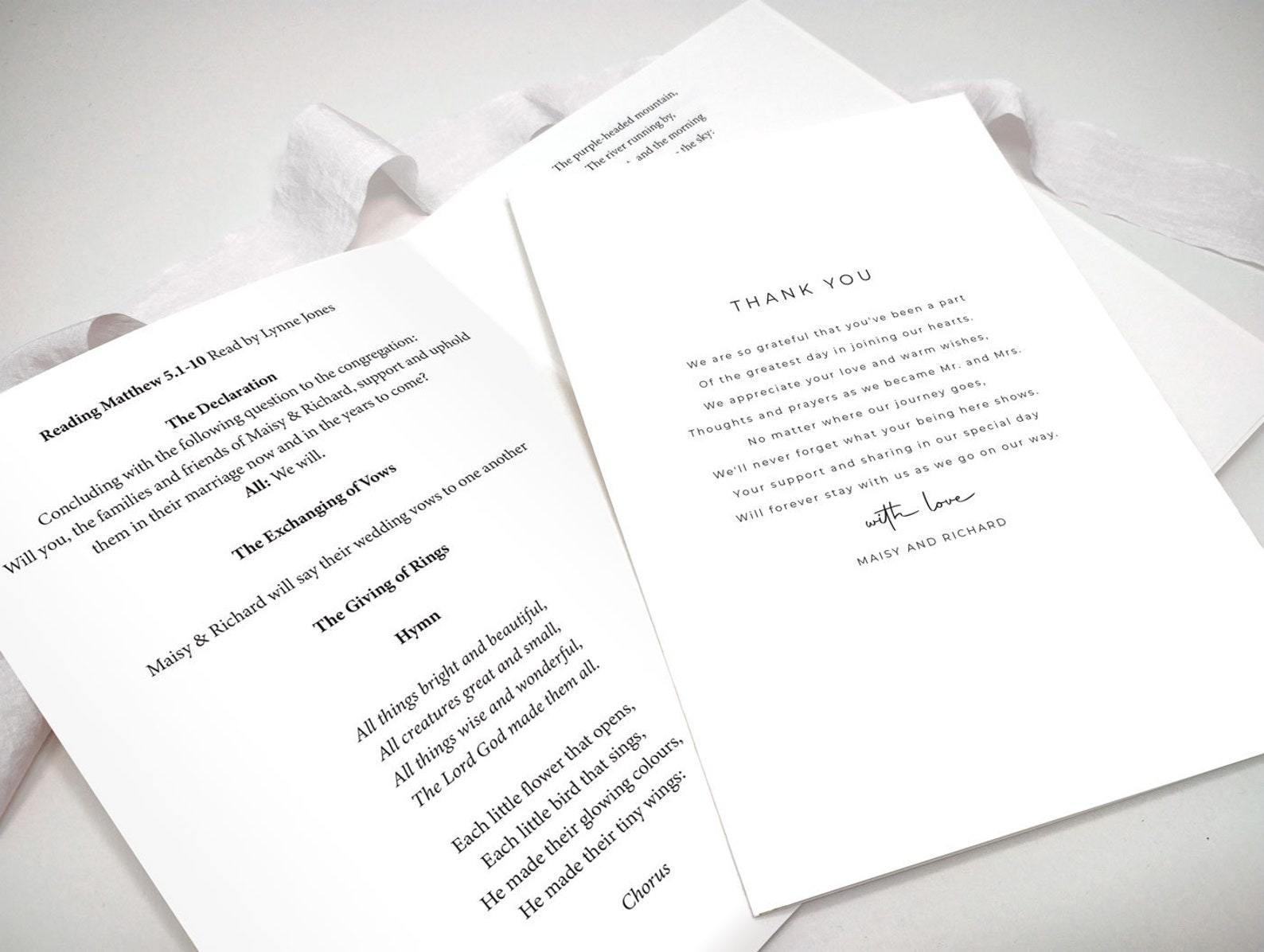 Modern Wedding Order of Service Order of Service Wedding Order of ...