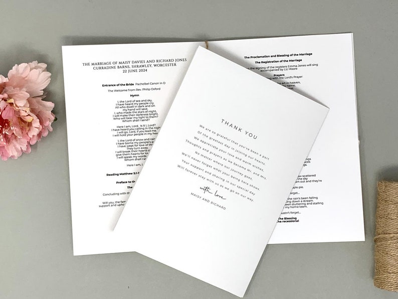 Modern Wedding Order of Service Order of Service Wedding - Etsy UK