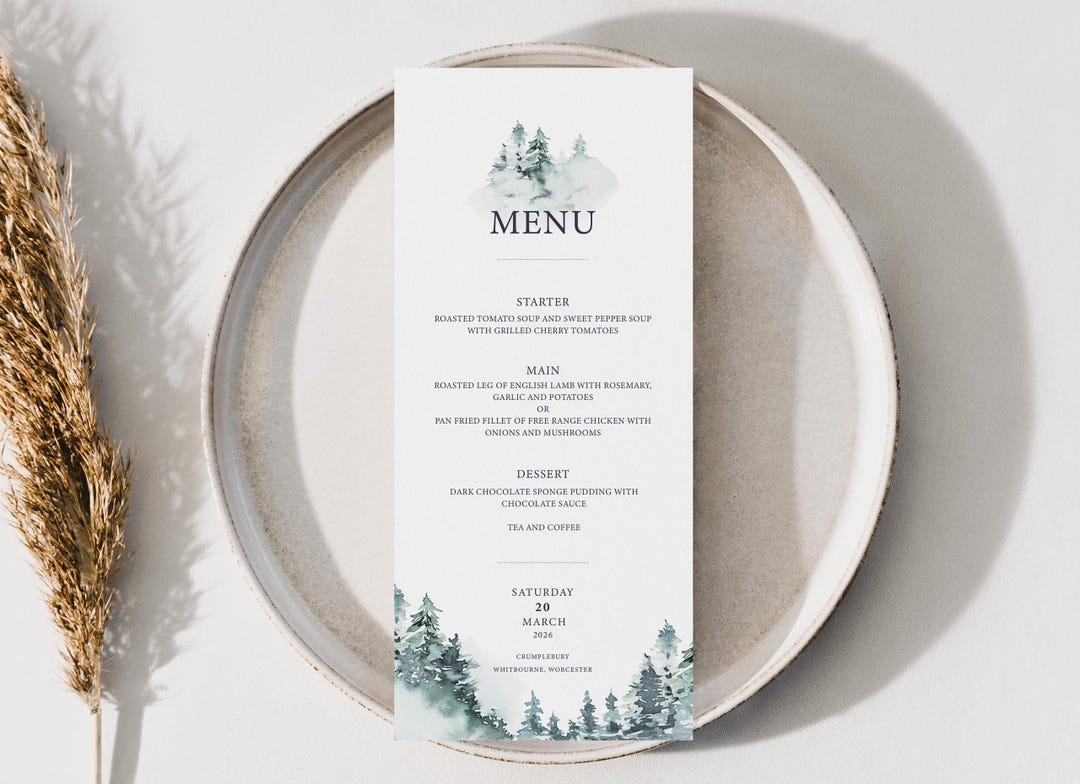 Forest Wedding Menu | Woodland Wedding | Forest Wedding Breakfast Menu ...
