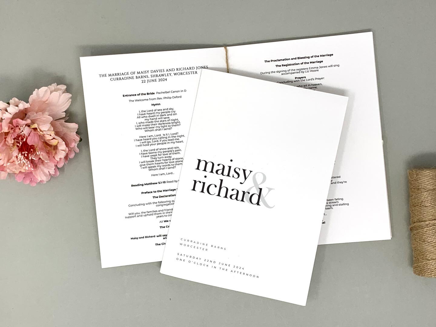 Modern Wedding Order of Service Order of Service Wedding - Etsy UK