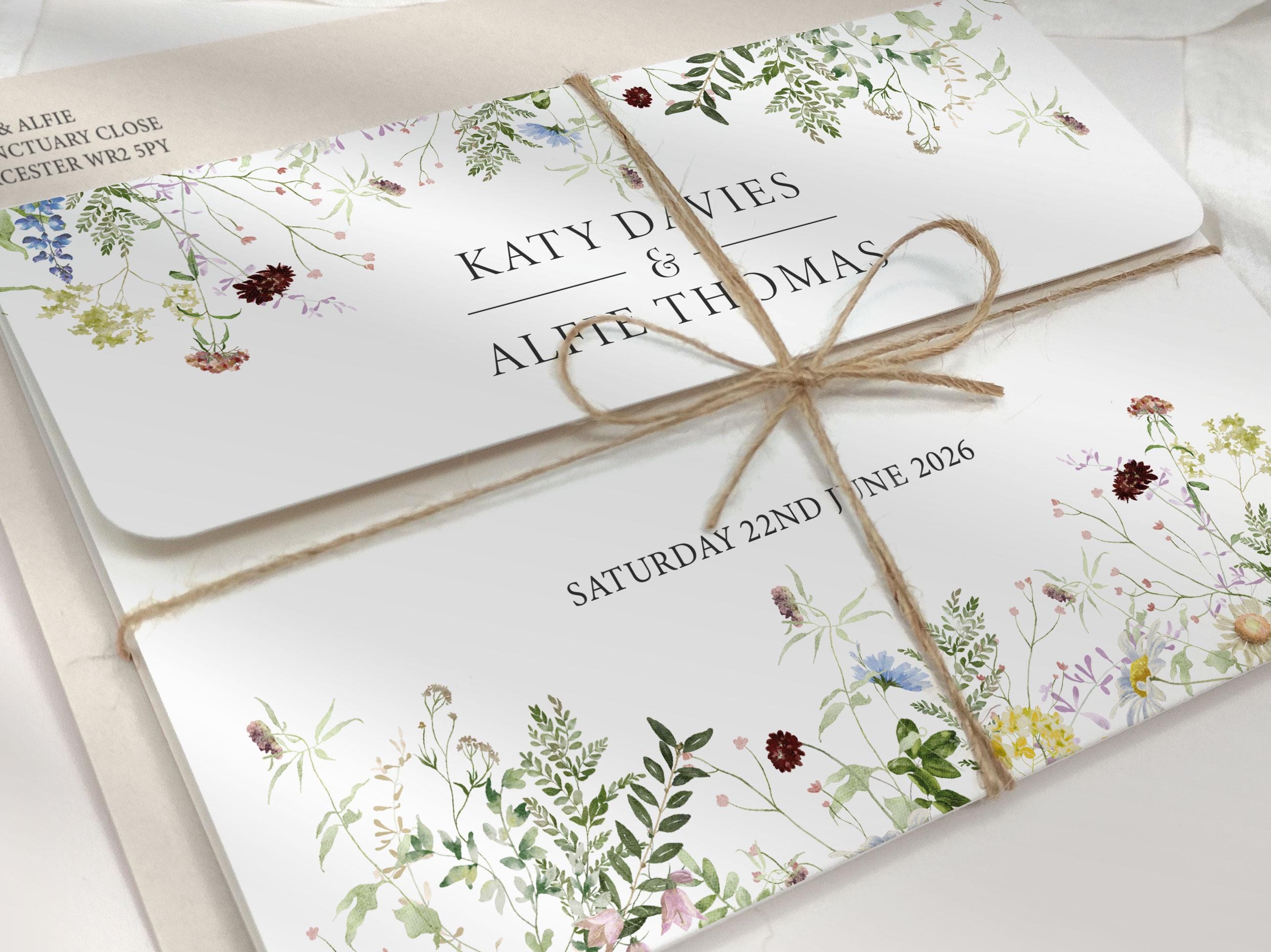 Wild Blooms Wildflower Tri-fold Wedding Invitation - Meadow Wedding ...