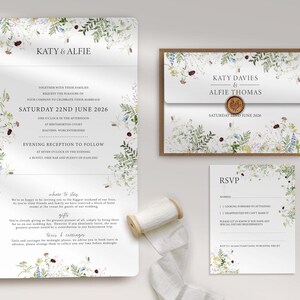 Wild Blooms Tri-fold Wedding Invitation | Spring Wedding Invitation ...