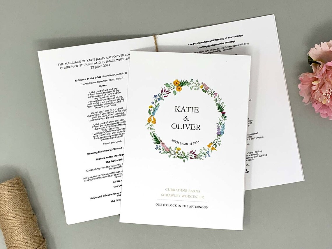 Wildflower Wedding Order of Service Order of Service - Etsy UK