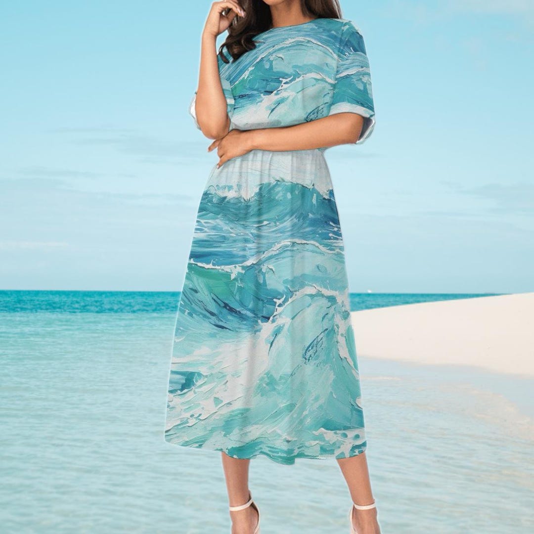 Ocean Waves Skirt, Waves Skirt, Marine Theme Dress, Mermaidcore Fashion ...