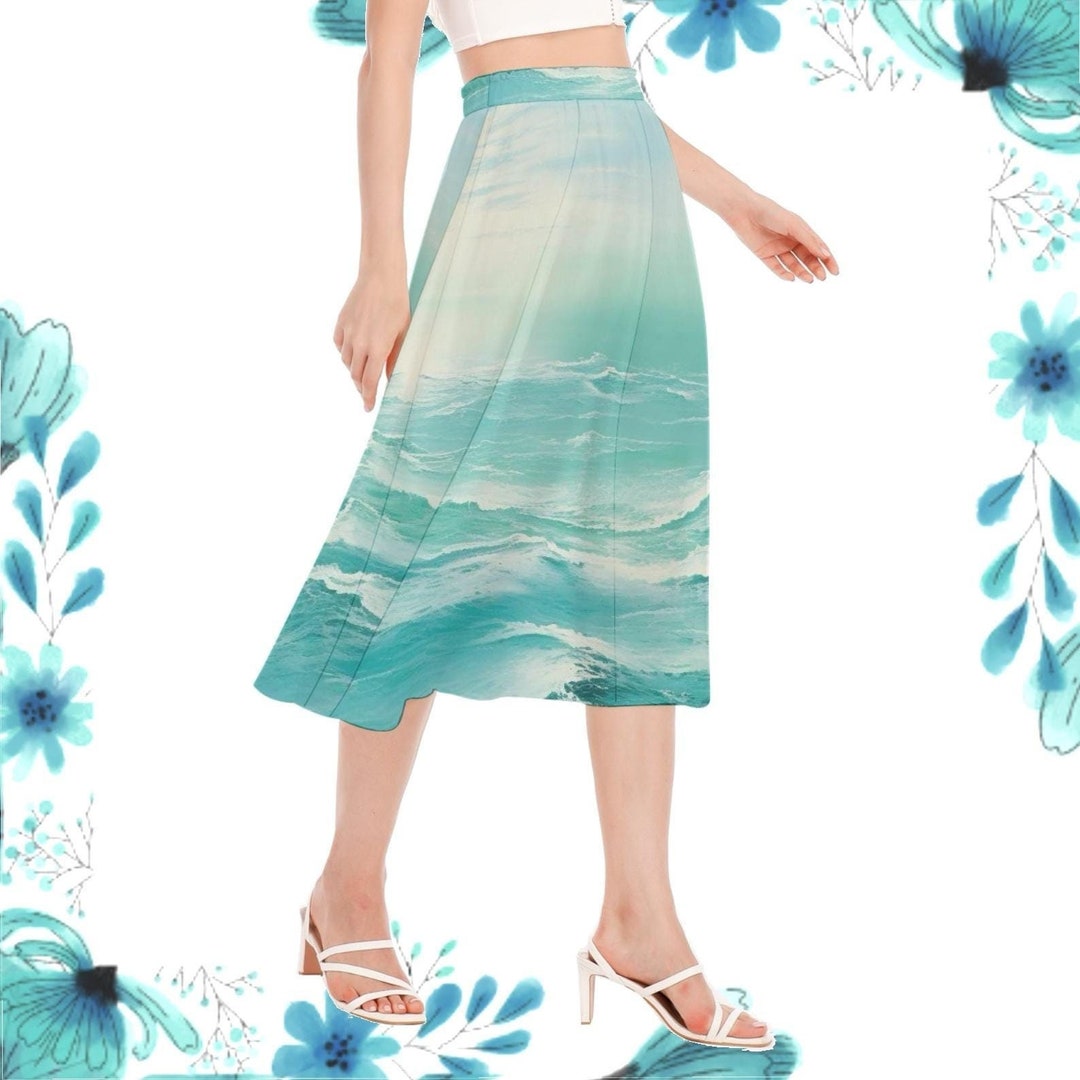 Ocean Wave Chiffon Skirt, Waves Skirt, Marine Theme Skirt, Mermaidcore ...