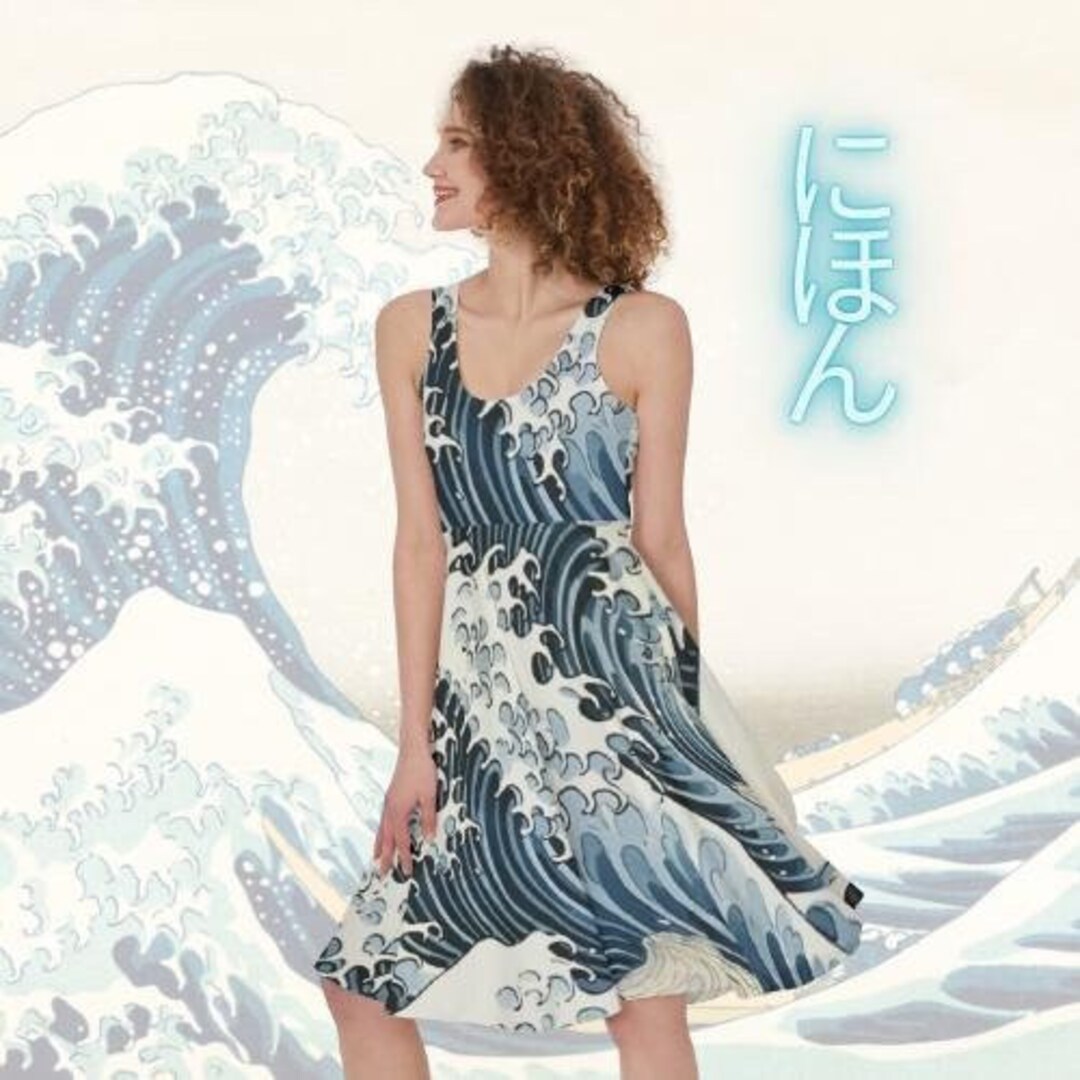 Great Wave off Kanagawa, Japanese Wave Dress, Japanese Art Short Dress ...