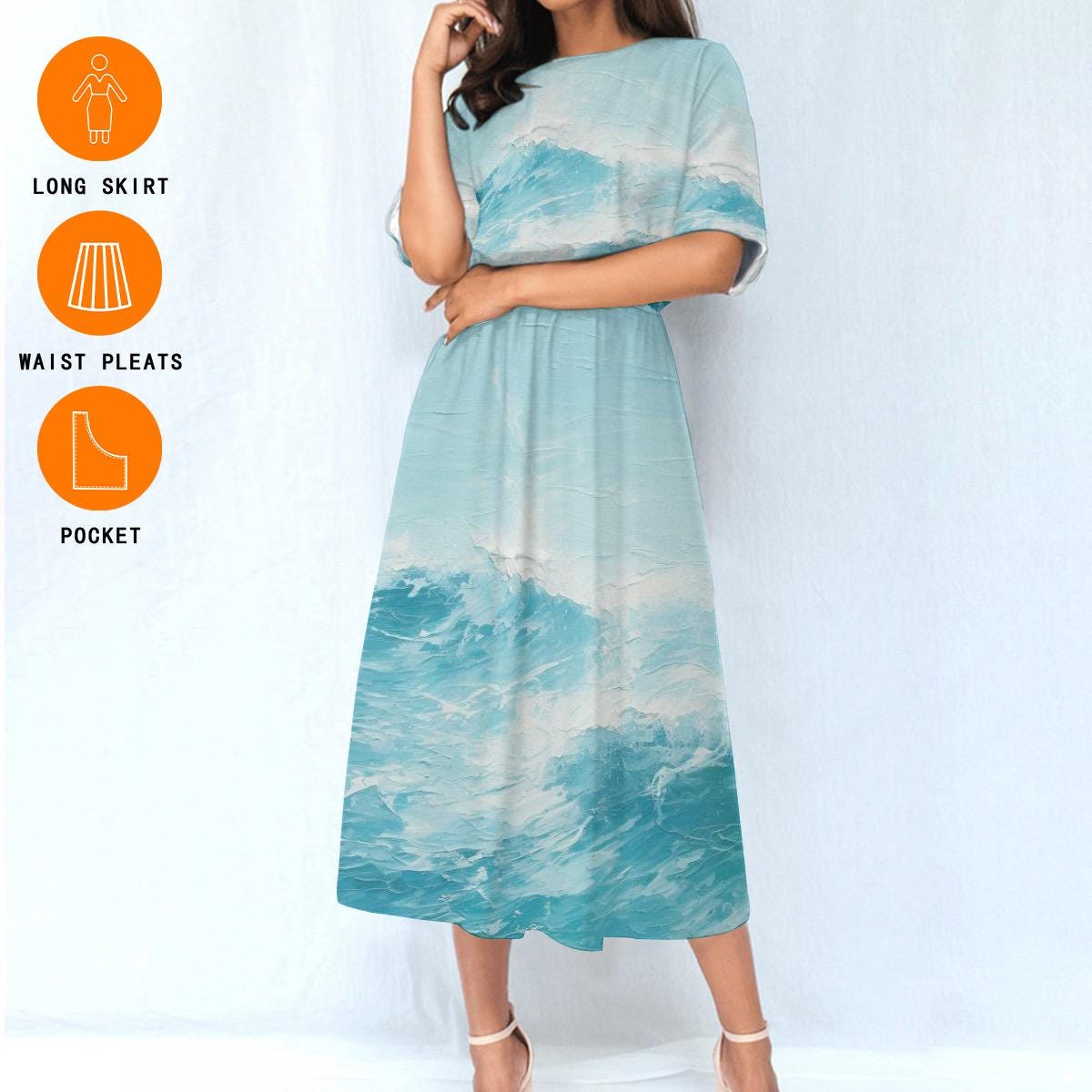 Ocean Waves Skirt, Waves Skirt, Marine Theme Dress, Mermaidcore Fashion ...