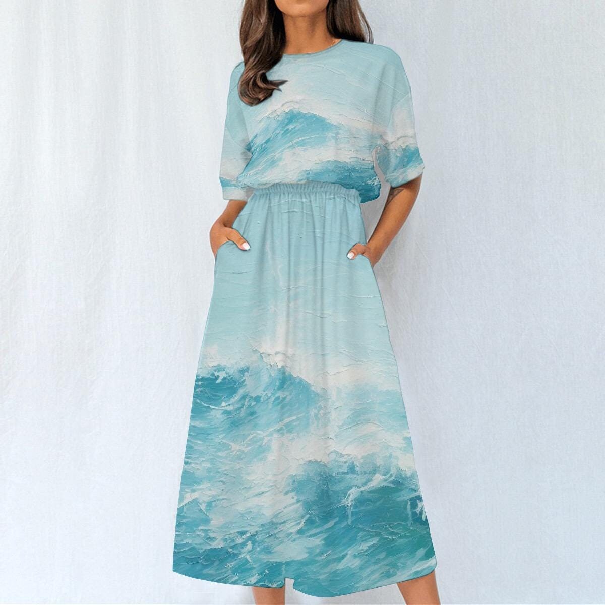 Ocean Waves Skirt, Waves Skirt, Marine Theme Dress, Mermaidcore Fashion ...