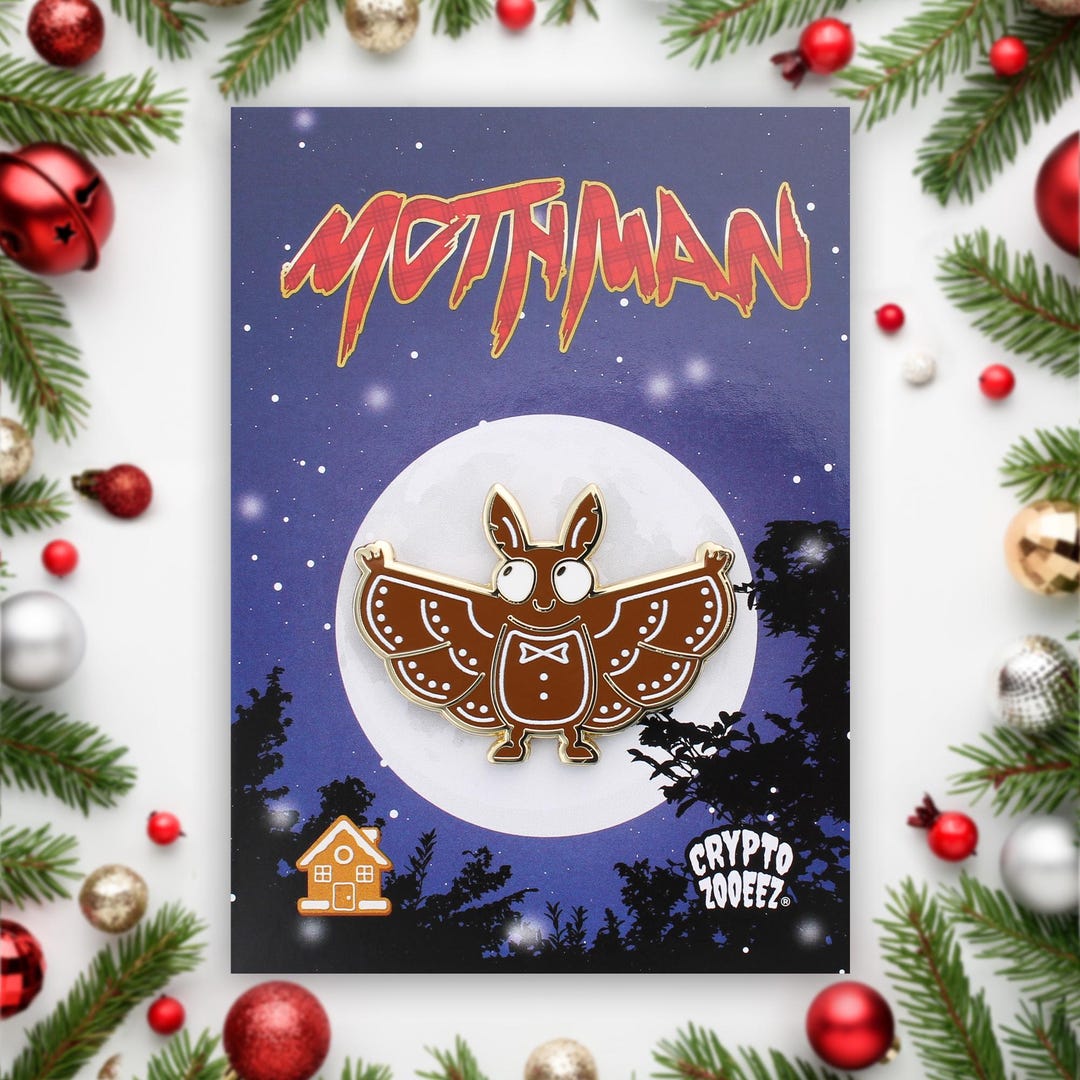 Gingerbread Mothman Hard Enamel Pin: Cryptid Christmas Pin - Etsy