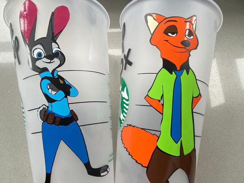 UK Zootopia Judie Hopps and Nick Wilde Disney24oz Starbucks - Etsy