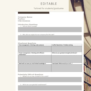 Interview Questions Template | Students, Internship and Graduate ...