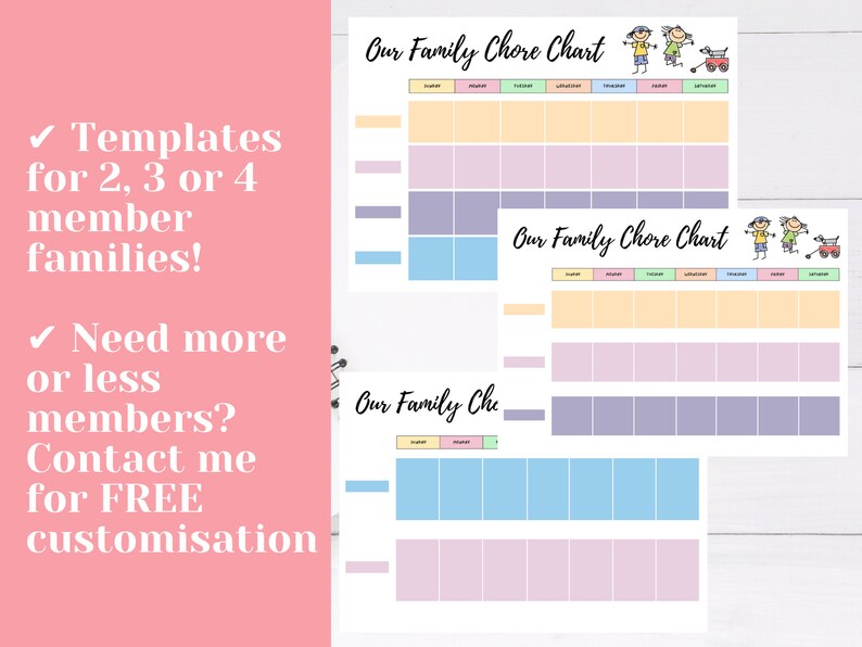 Family Kids Chore Chart Printable, Editable Chore Chart, Routine Chart ...