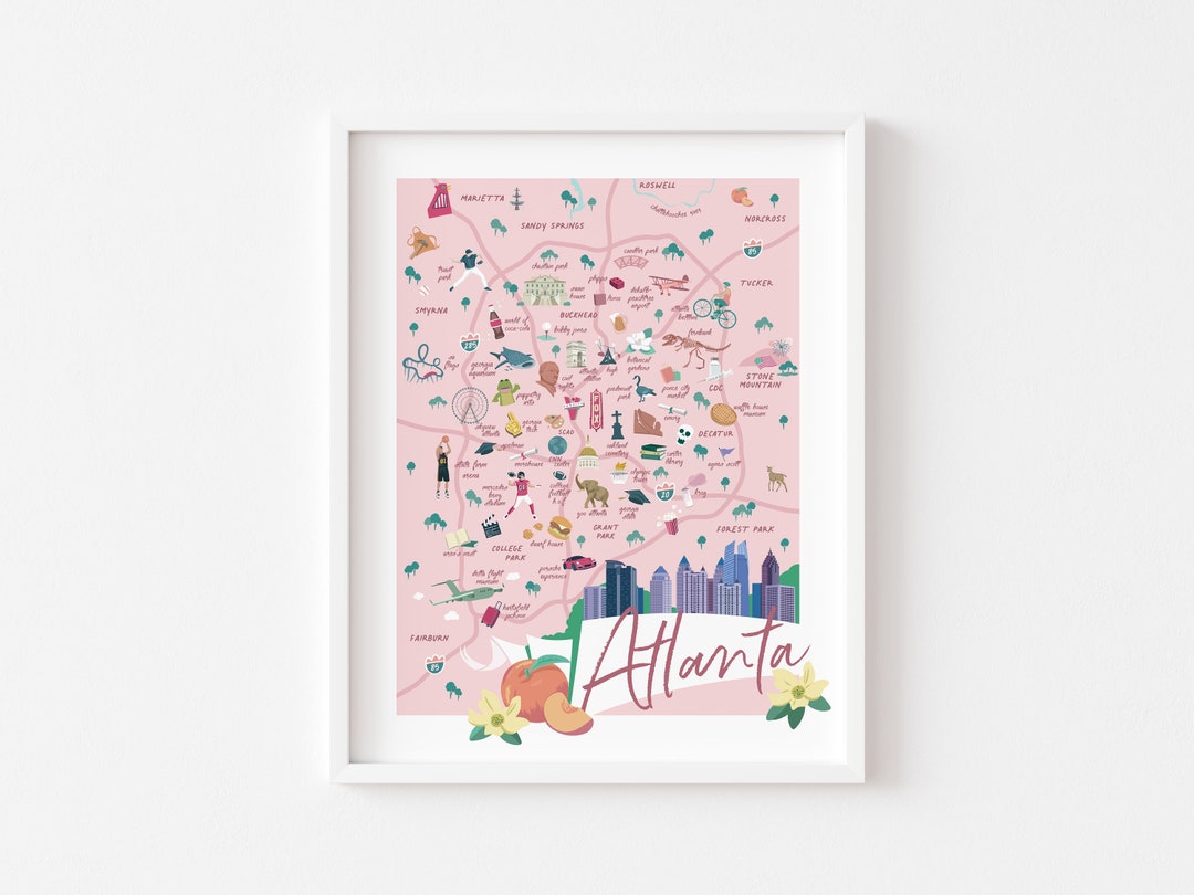 ATLANTA Georgia Map Print \\ City Wall Decor | ATL Poster Art - Etsy