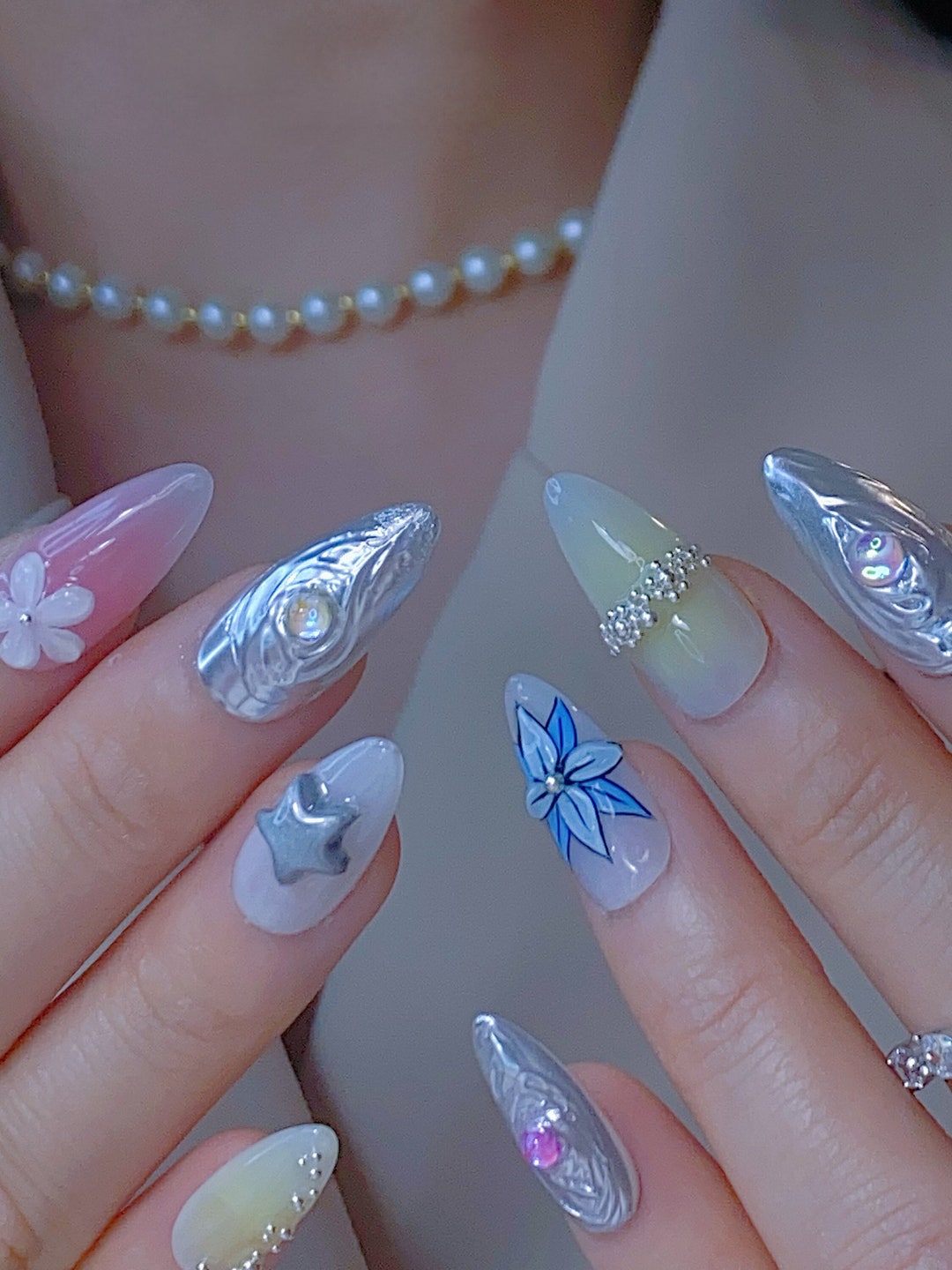 Fairy Flora | Gorgeous Nails | Summer Nails | Fairycore Nails | Gel ...