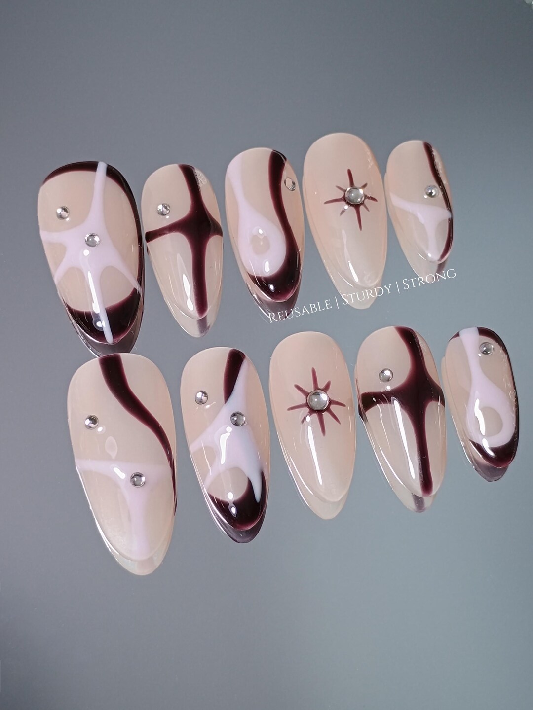 Espresso Ube Latte Press-on Nails | Premium Nails, Holiday Nail Art ...