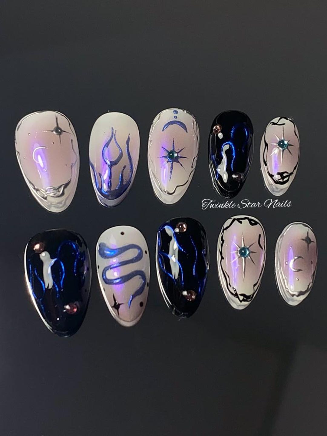 Y2K Witchy Snake Nails | Reusable Sturdy Strong Gel Fake Acrylic Nails ...