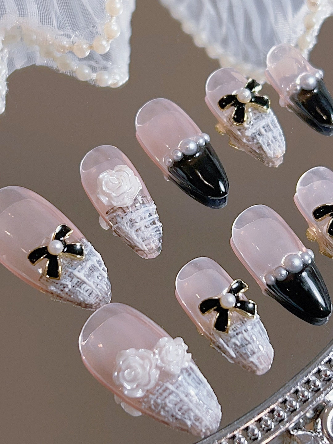 Classic Cha*el Nails | Faux Nails | Premium Nails | French Nails ...