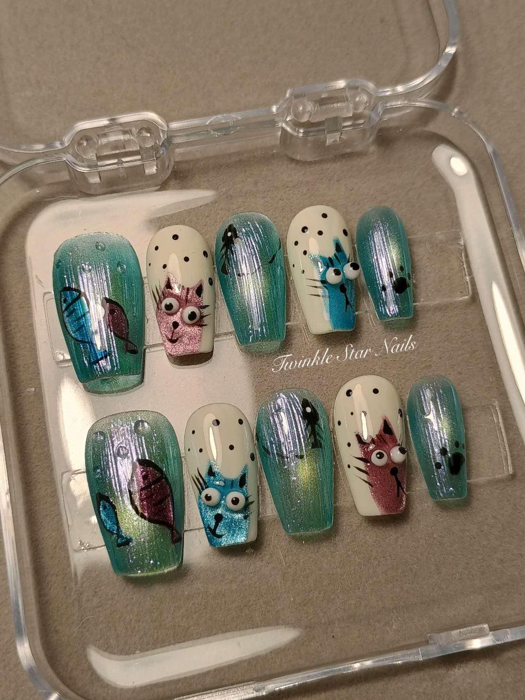 Aquarium Fish Inspired Press on Nails / Reusable Nails /strong Gel ...