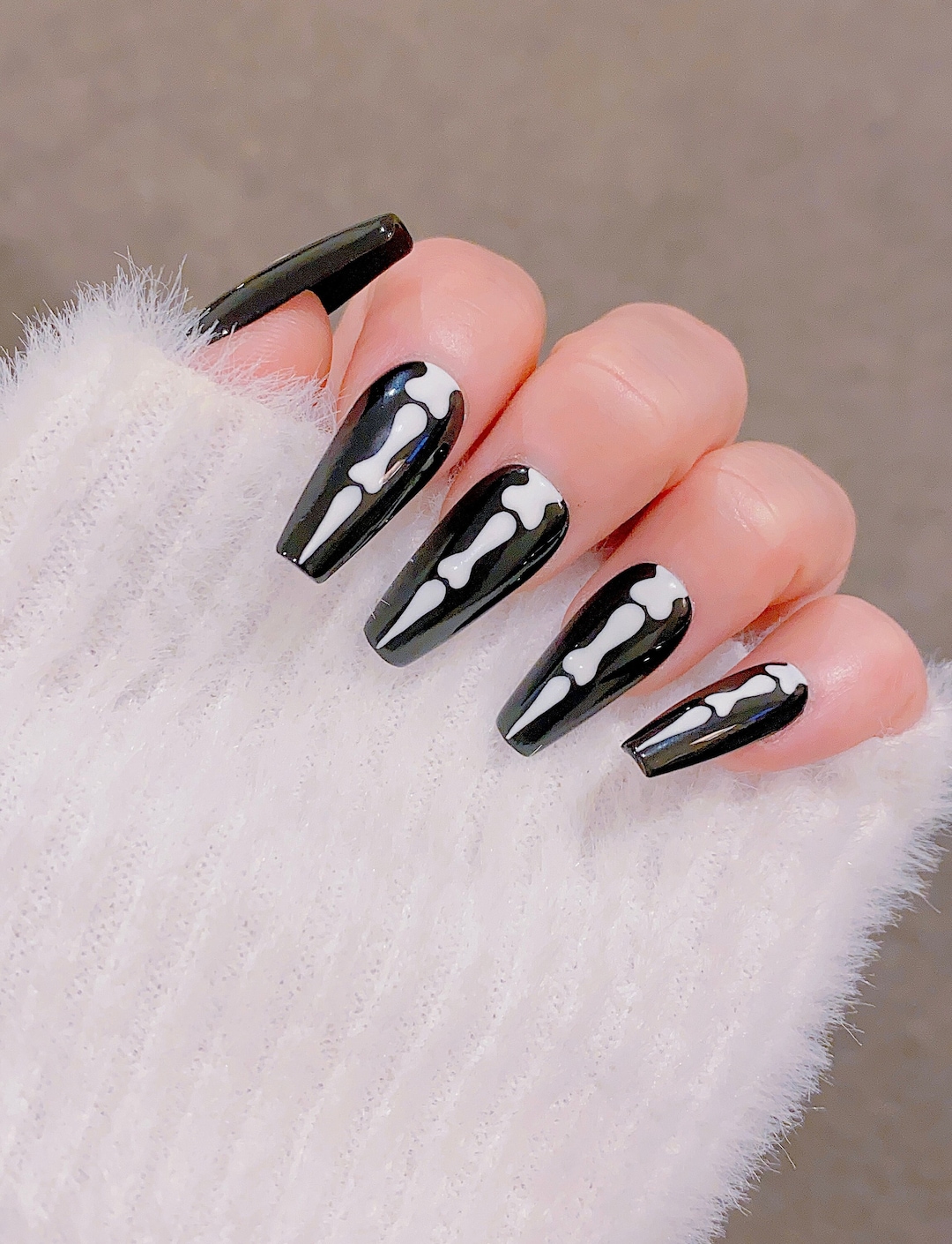 Halloween Skeleton Bones Press on Nails | Scary Nails | Cool Nails ...