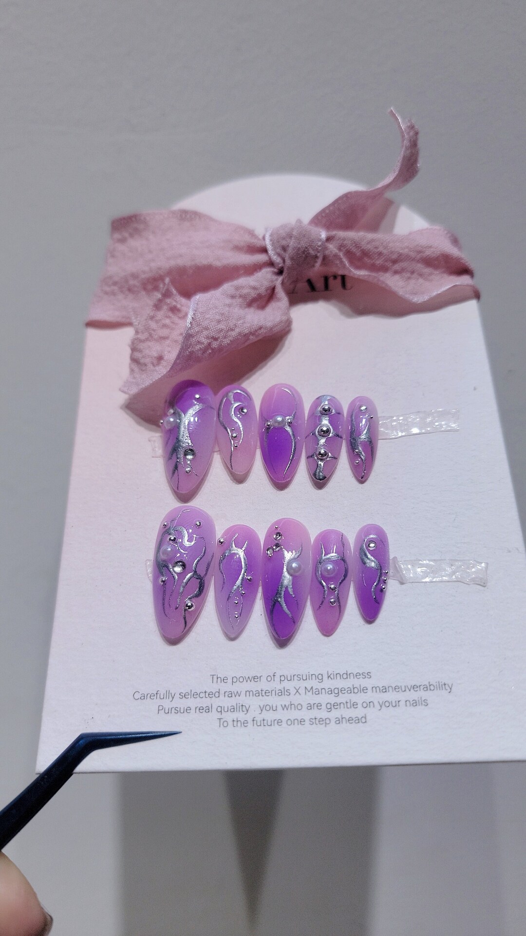 Y2K Silver Chrome and Cool Purple Press on Nails | Mermaide Nails ...