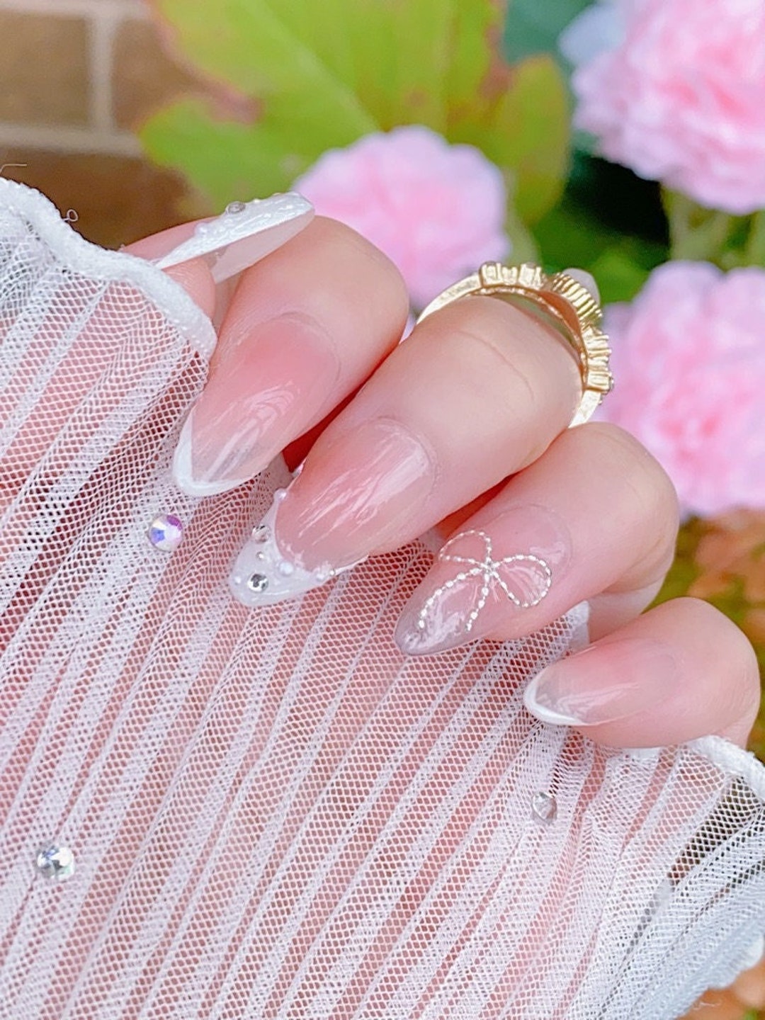 Cute Baby Doll Pearl Press on Nails | Premium Nails | Inspo Nails ...