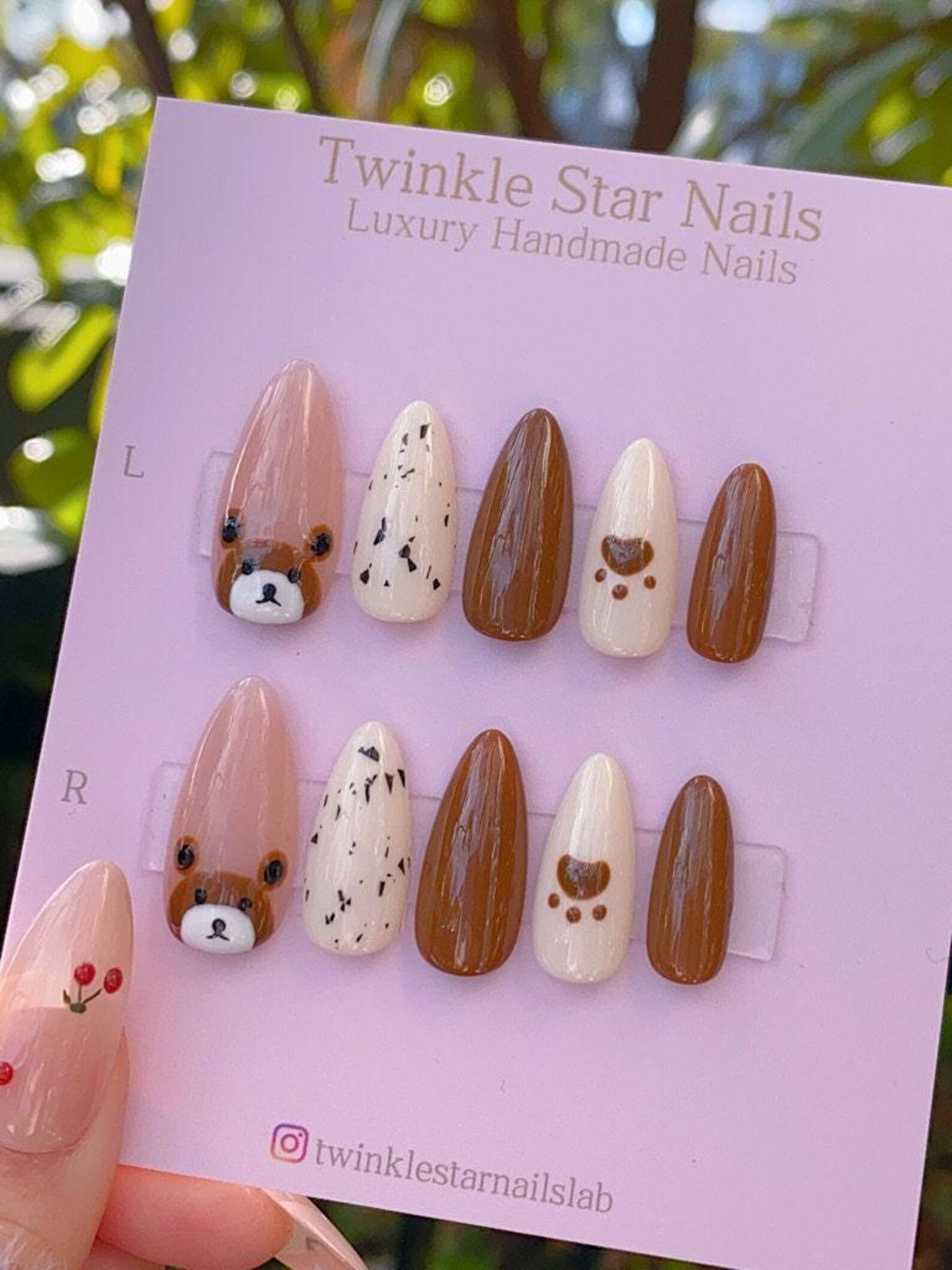Reusable Cute Brown Teddy Bear Paws / Durable Nails / Premium Nails ...