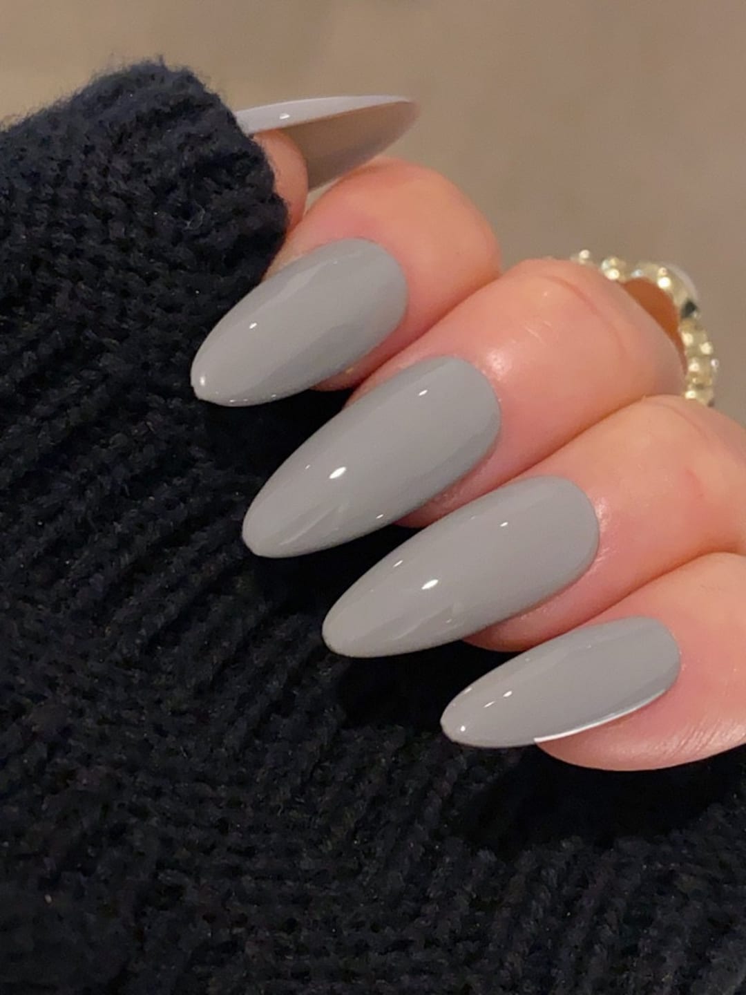 Glossy Blue Grey Nails | Essential Nails | Plain Nails | Glossy Gel ...