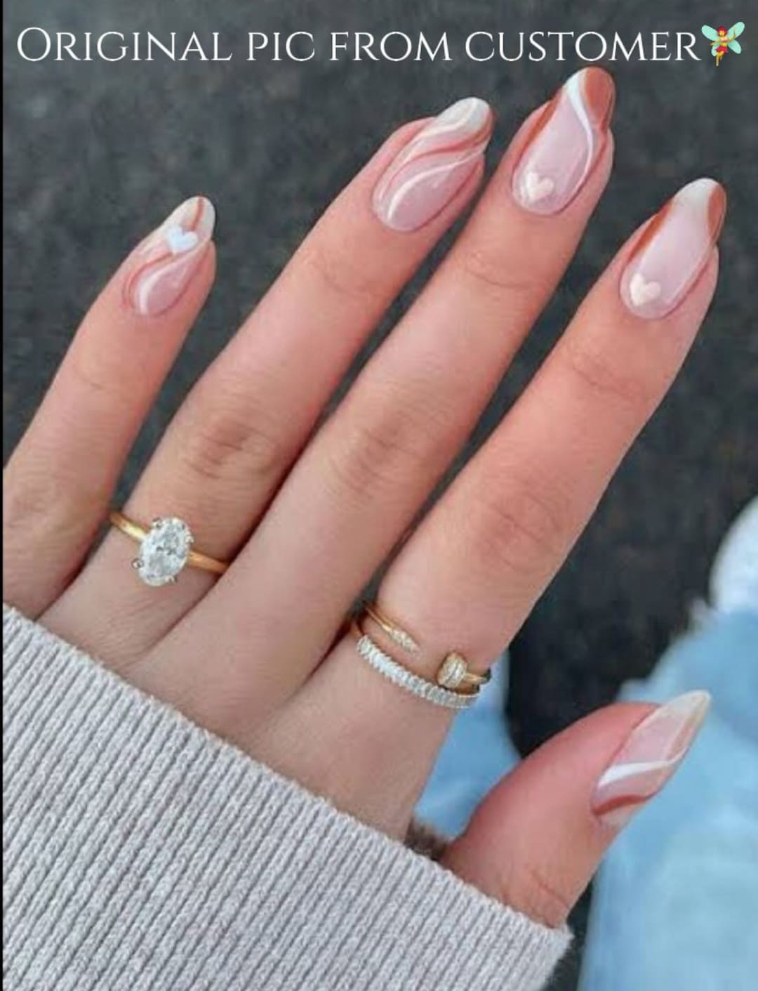 Custom Design No.20 Press on Nails | Swirl Nails | Hand-painted Lines ...