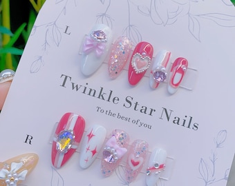 Crystal Purple Saturn Orb Kuromi Press on Nails Kawaii Nails Cute Nails ...