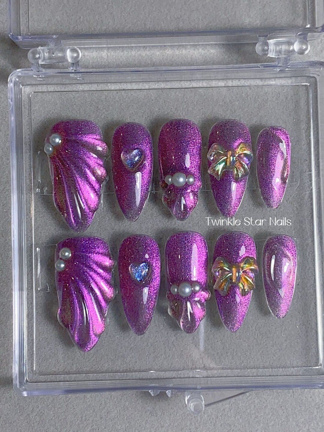 Water Ripple Shimmering Purple Press on Nails | Luxury Nails | Holiday ...