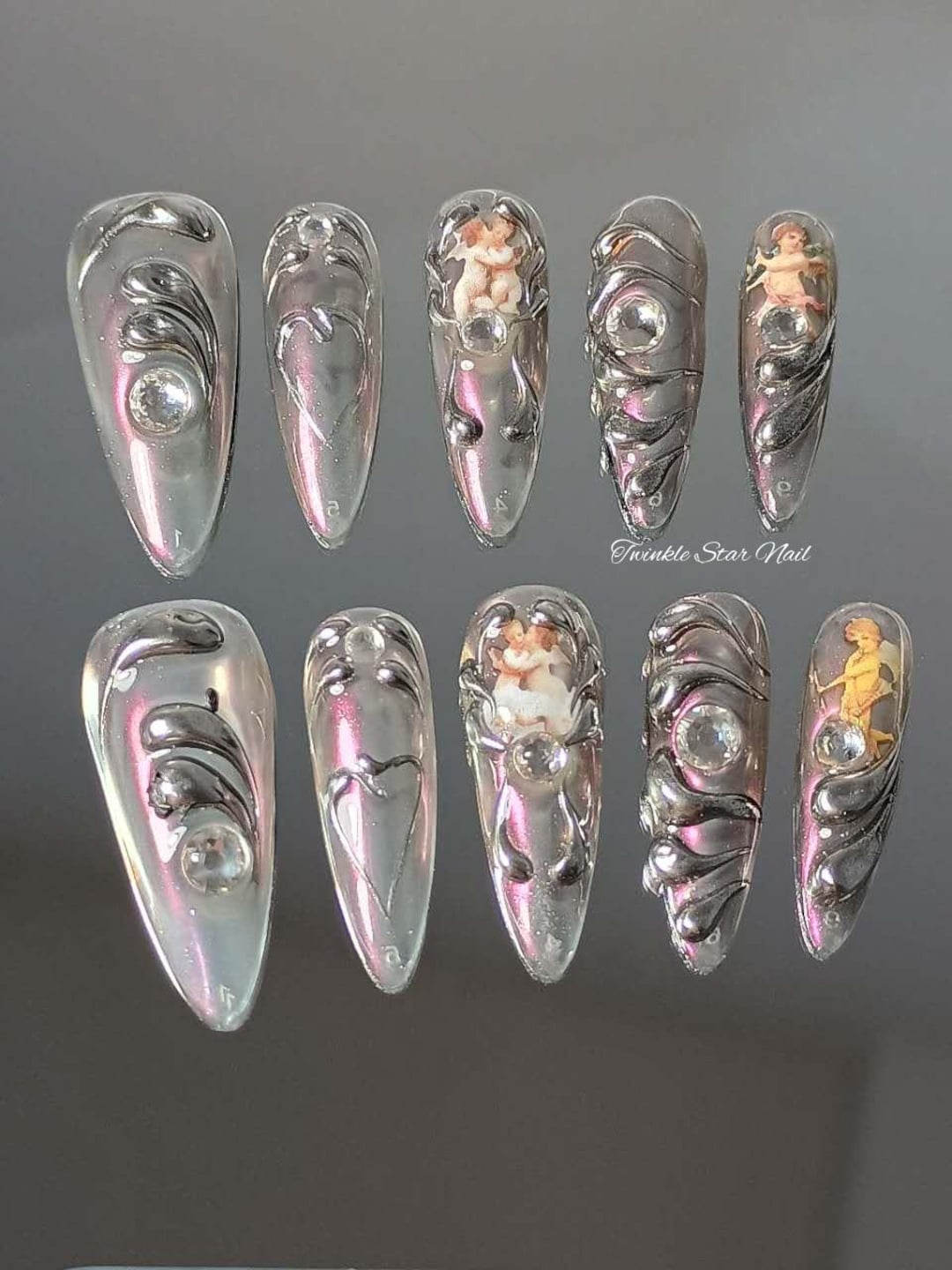 Aesthetic Angel Wings Frame / Strong Gel Nails / Summer Nails ...