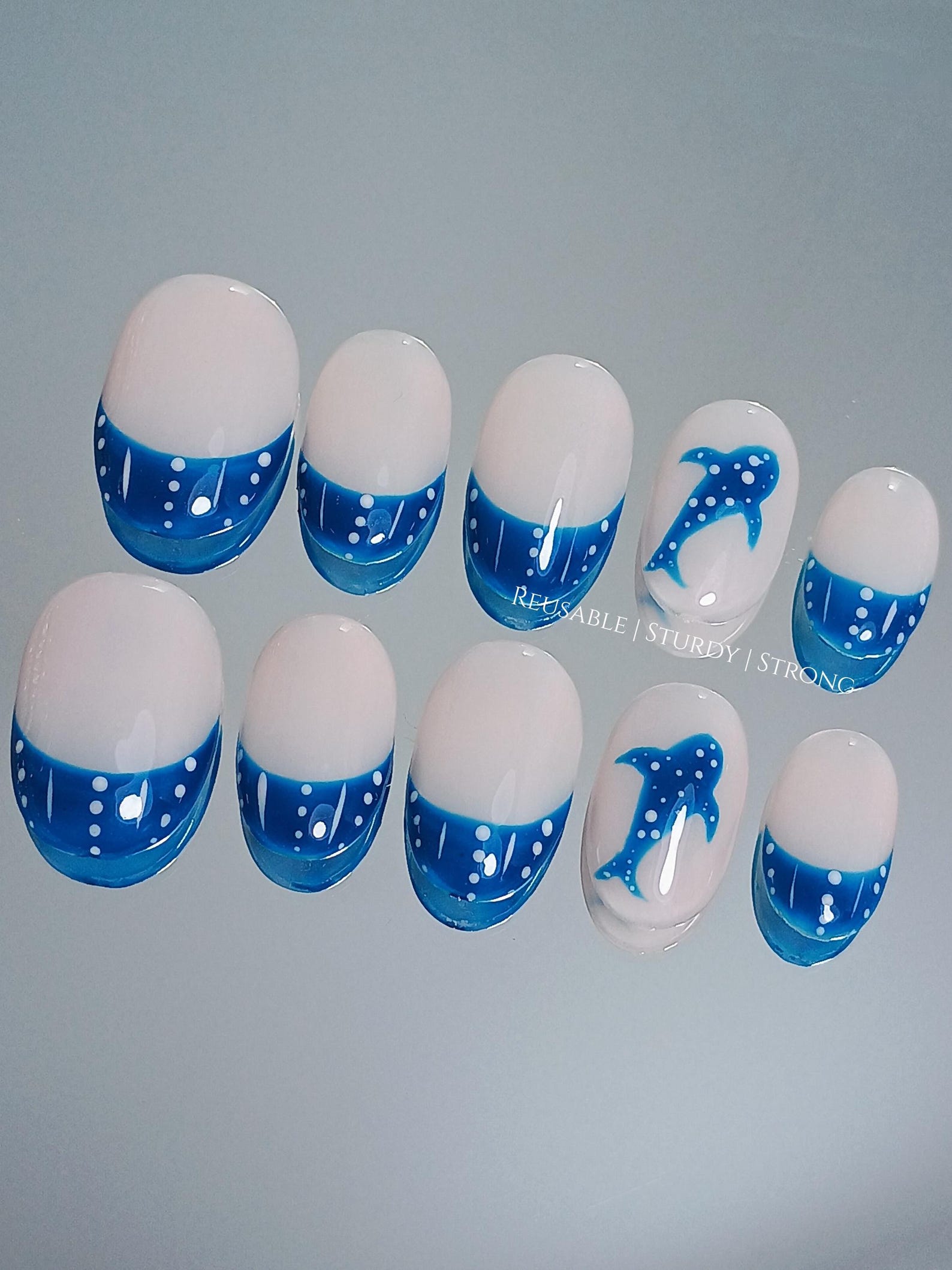 Whale Shark Press on Nails | Aesthetic Nails | Cute Nails | Reusable ...