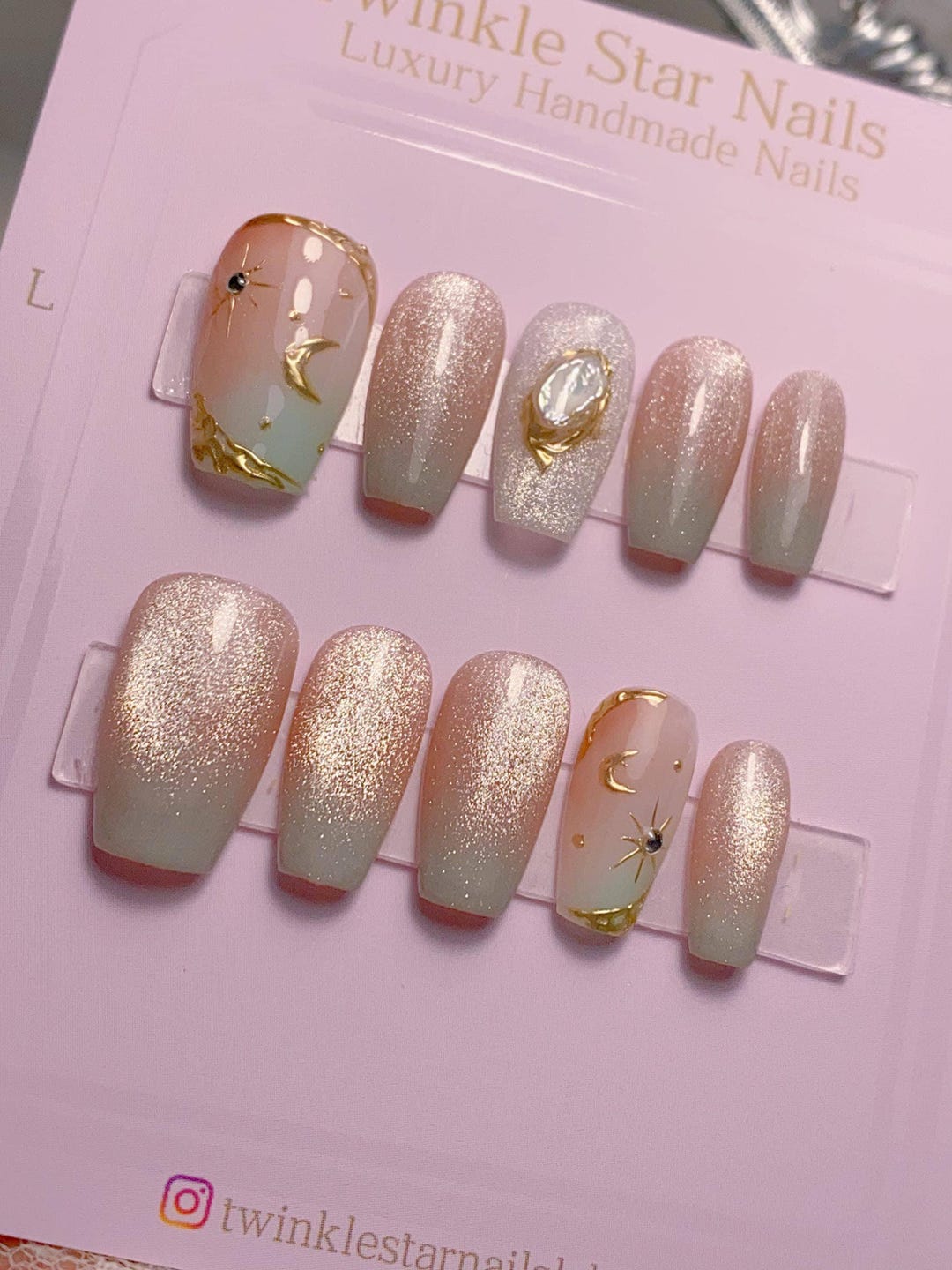Moonlight Reflection Mermaid Press on Nails / High Quality Nails ...
