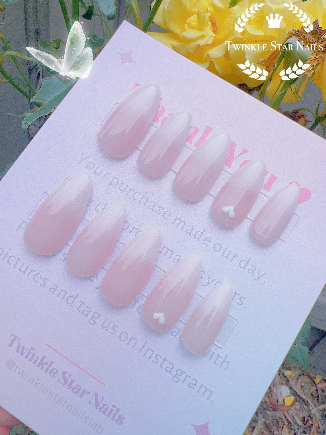 Custom Design No.24 Press on Nails | Beautiful Ombre Nails | Soft Pink ...