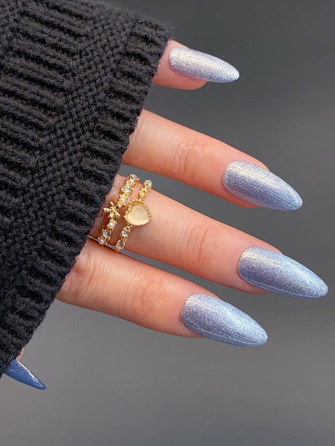 Crystal Blue /reusable Nails /essential Nails / Plain Nails / Daily ...