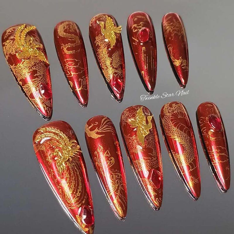 Dragon Nails Nail Art - Etsy
