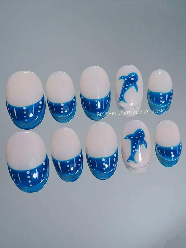 Whale Shark Press on Nails | Aesthetic Nails | Cute Nails | Reusable ...