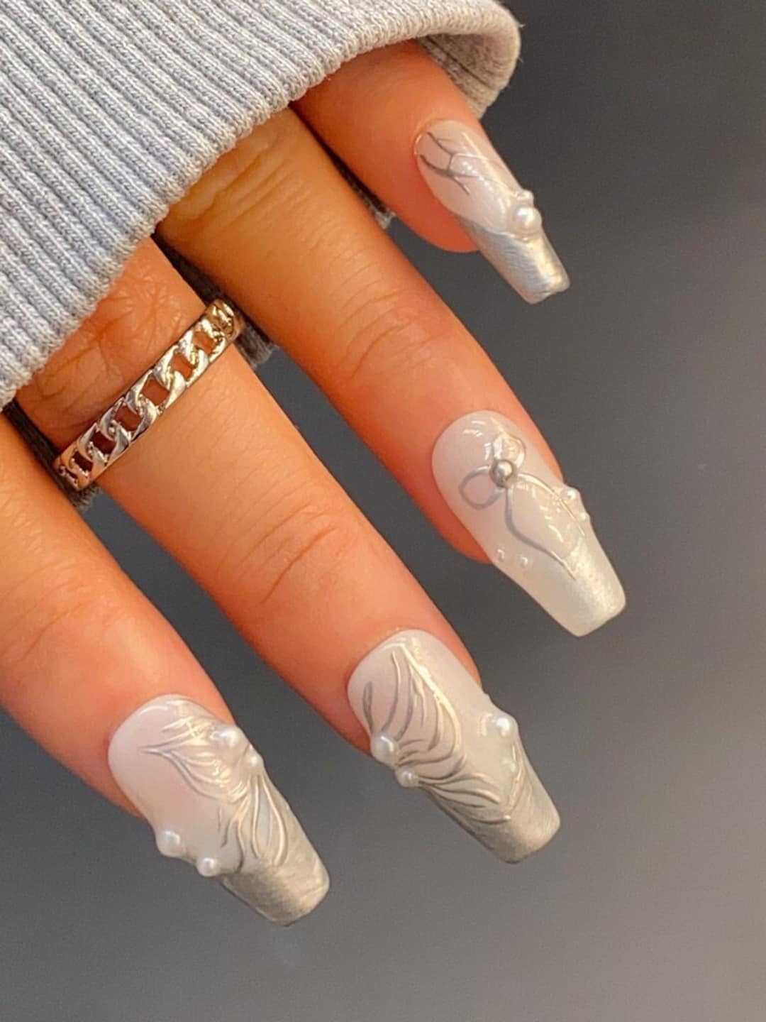 Gorgeous Colorless Handpainted Butterfly Nails | Luxury Nails | Inspo ...