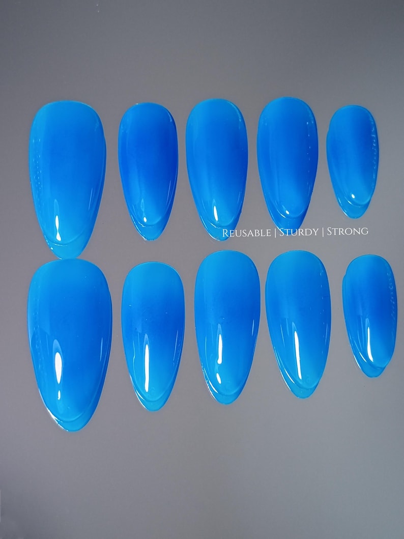 Magic Blue Blush | Reusable Sturdy Strong Gel Fake Acrylic Nails ...