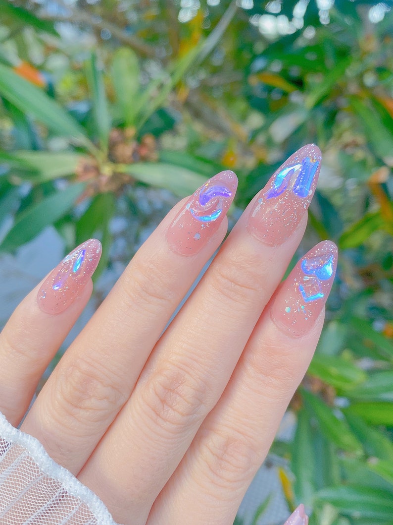 Pretty Glass Rhinestones Press on Nails Crystal Jewelry - Etsy